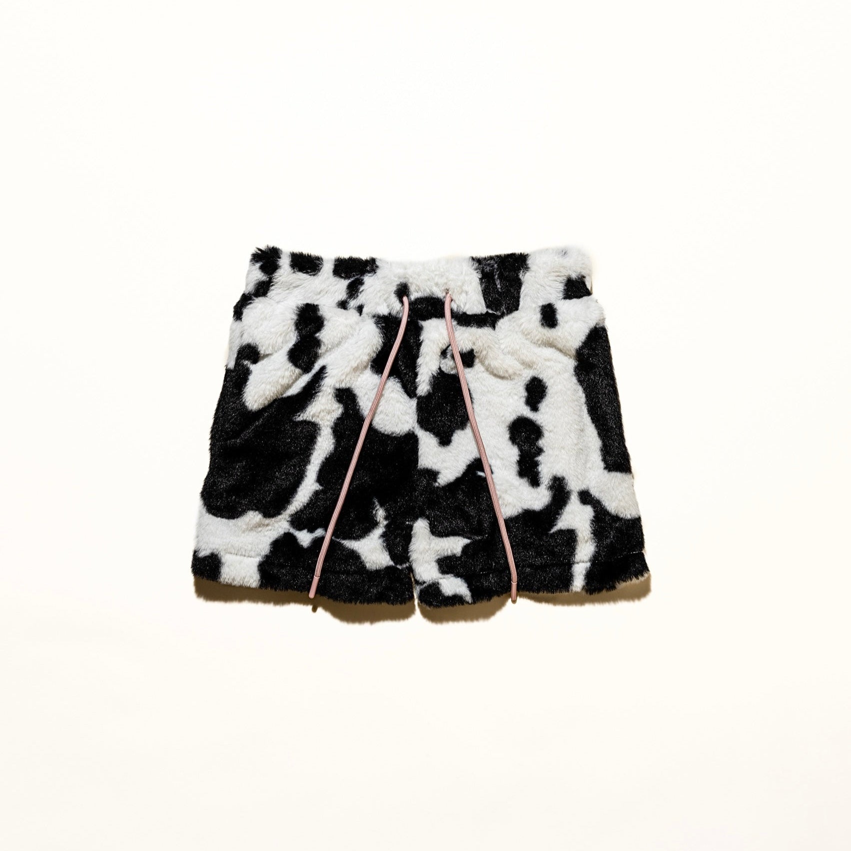 cow print fur shorts - moo moo